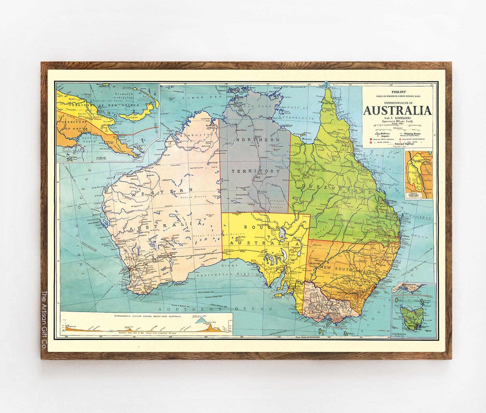 Cavallini & Co. Poster - Australia Map 3 Vintage Wall Print – The ...
