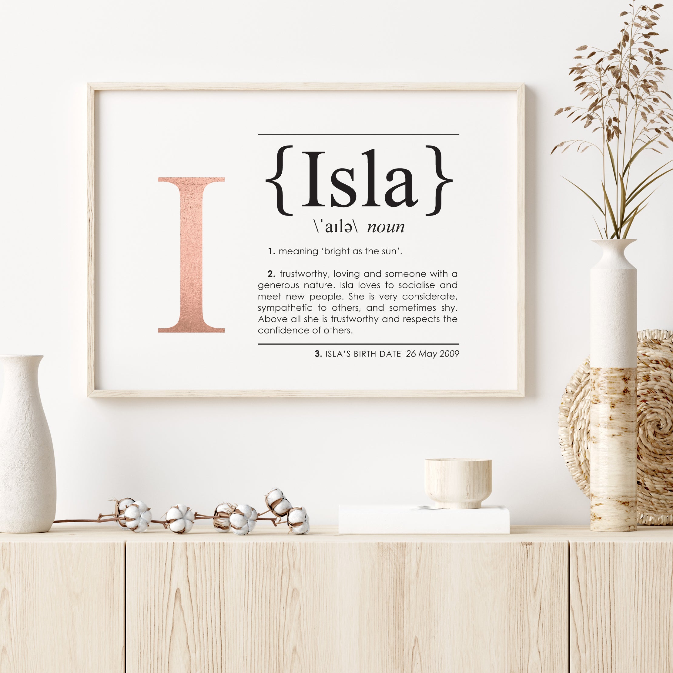 Name Definition Art Print ISLA - Hand Foiled Print – The Artisan Gift Co.