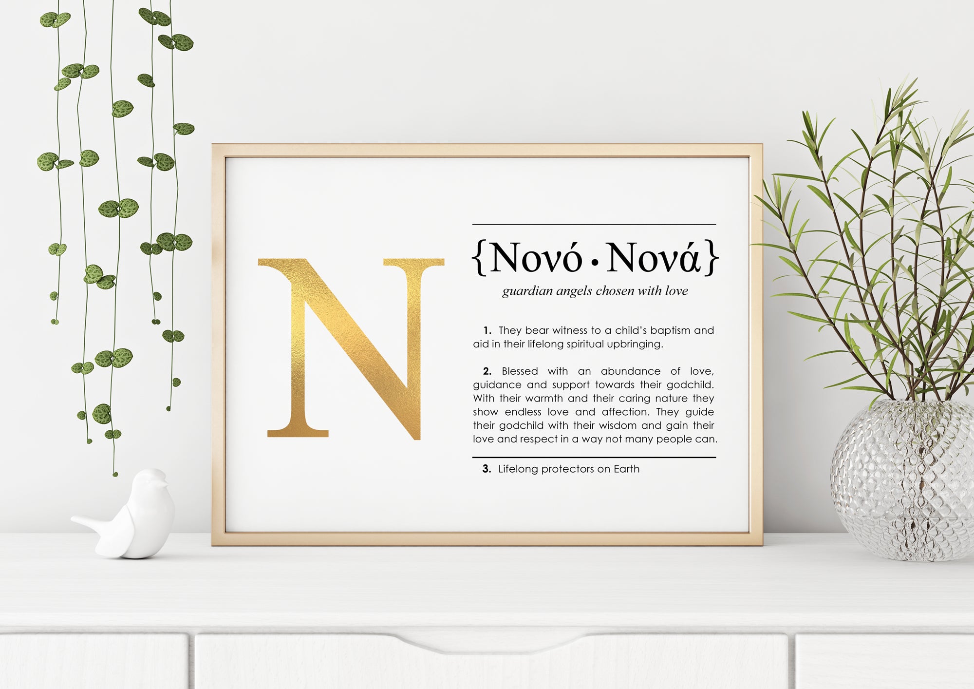 Greek ENGLISH Definition Art Foil Print Godparents | Customised Prints ...