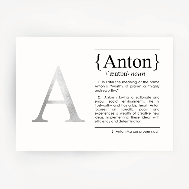 Name Definition Art Print ANTON | Customise your own name – The Artisan ...