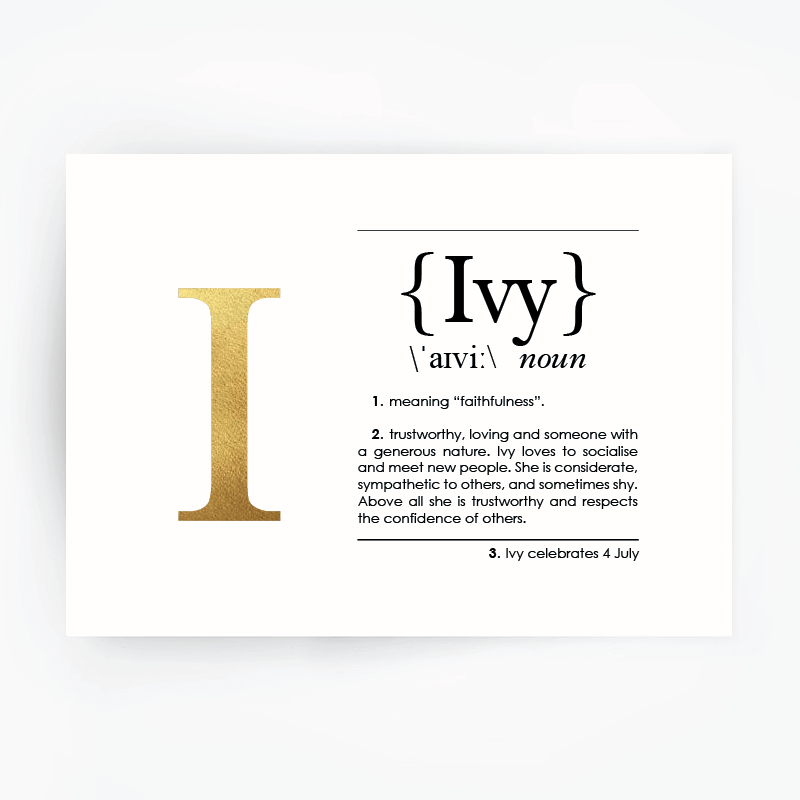 Name Definition Art Print IVY | Customise any name! – The Artisan Gift Co.